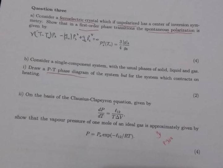 Solved Question three a) Consider a fermelectric crystal | Chegg.com