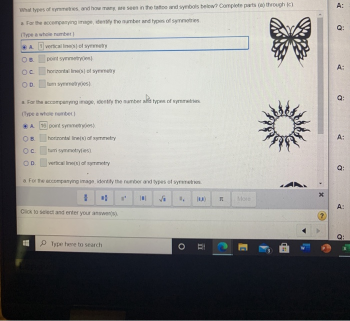 Solved A: В. A: С What types of symmetries, and how many, | Chegg.com