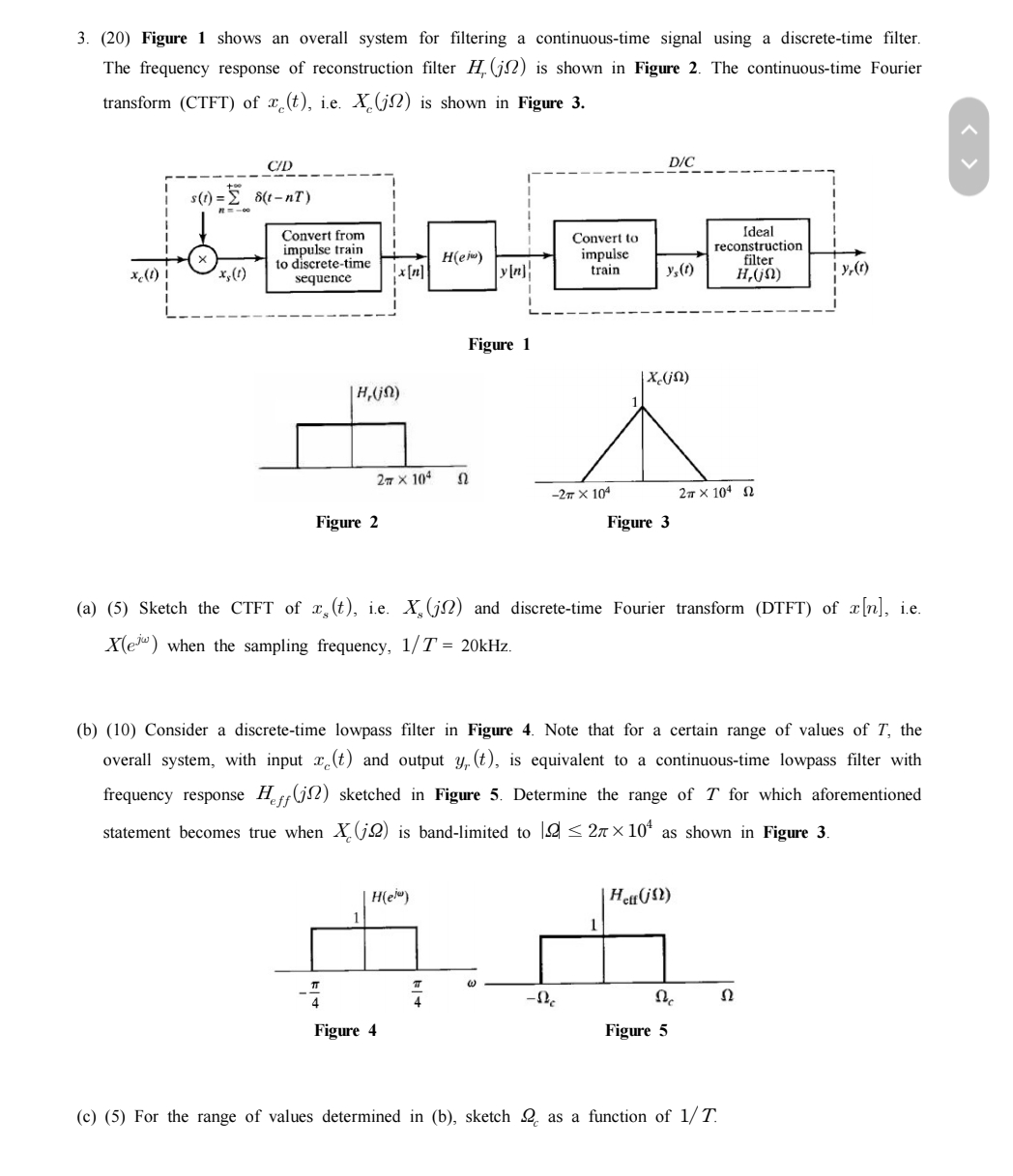 Solved (20) ﻿Figure 1 ﻿shows an overall system for filtering | Chegg.com