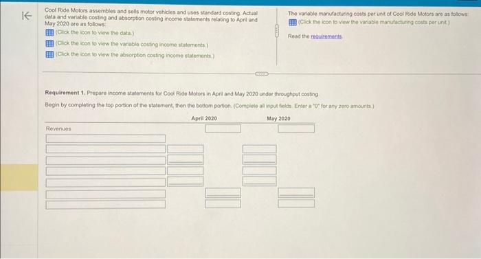 Solved Cool Rode Motors assembles and solls motor vehicles | Chegg.com
