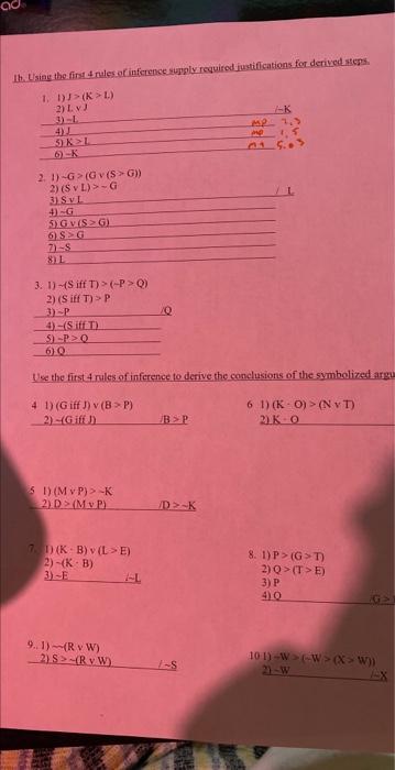 Solved Ih. Usiag the fint 4 rules of inference supaly | Chegg.com