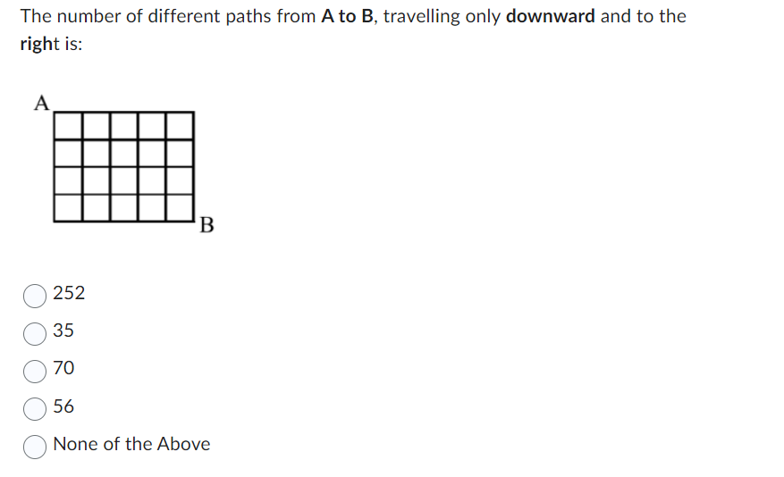 Solved The number of different paths from A to B, | Chegg.com