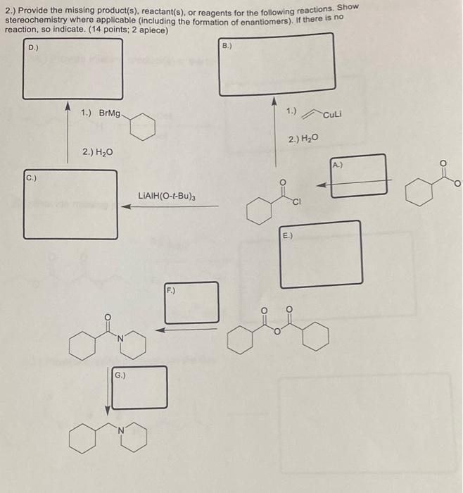 Solved 2.) Provide the missing product(s), reactant(s), or | Chegg.com