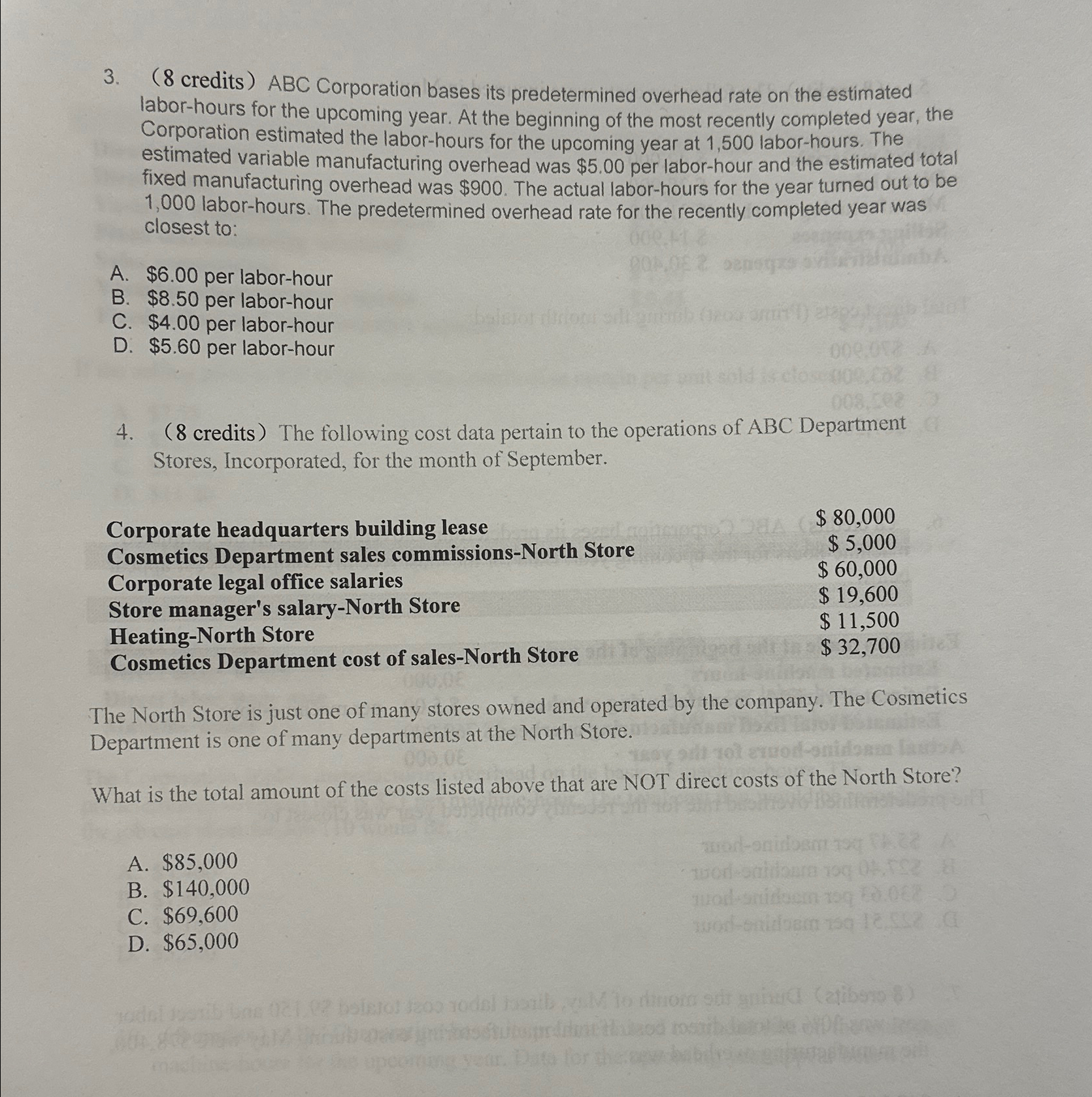 Solved ( 8 ﻿credits ABC Corporation bases its predetermined | Chegg.com