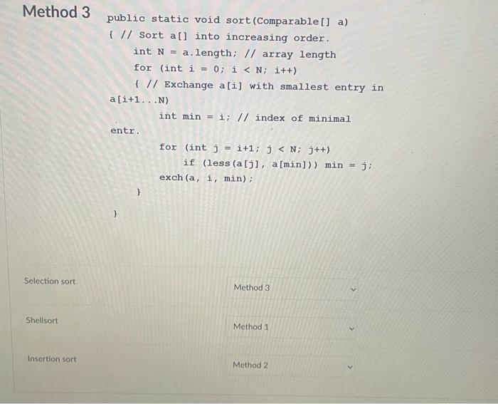 Solved sort algorithm to the correct description Sort | Chegg.com