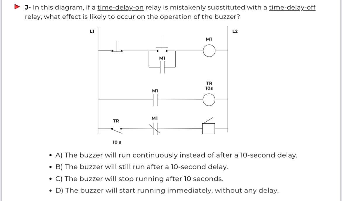 Solved J-In this diagram, if a time-delay-on relay is | Chegg.com