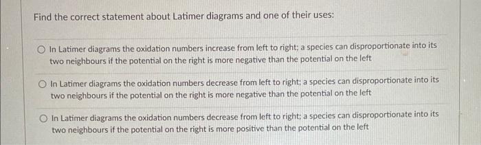 Solved Find the correct statement about Latimer diagrams and | Chegg.com