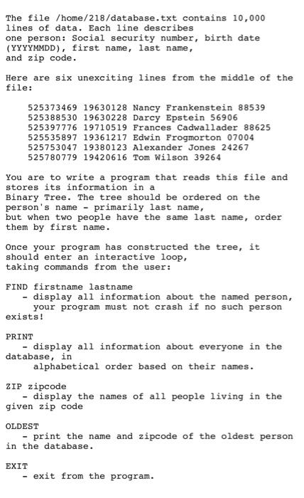 Solved The file /home/218/database.txt contains 10,000 lines | Chegg.com
