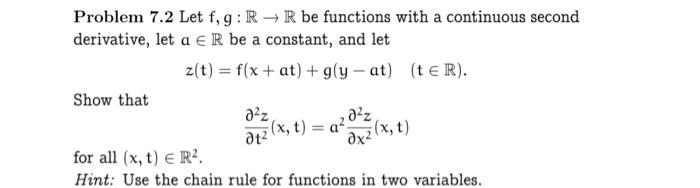 Solved Problem 7.2 Let f,g:R→R be functions with a | Chegg.com