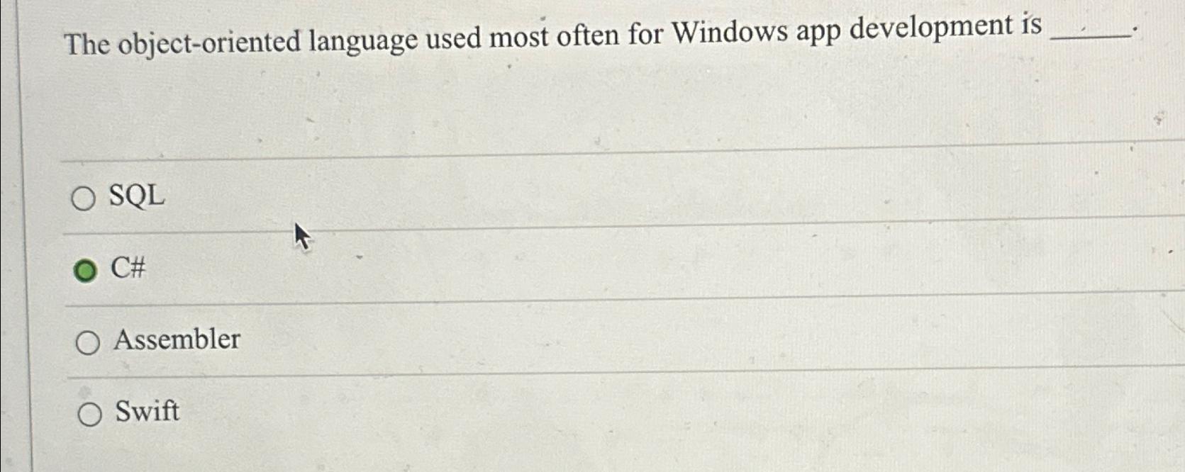 Solved The object-oriented language used most often for | Chegg.com