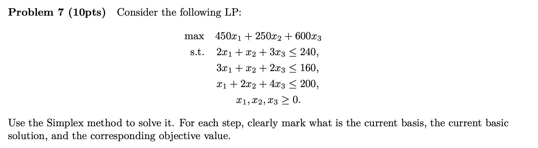 Solved Problem 7 (10pts) ﻿Consider the following | Chegg.com