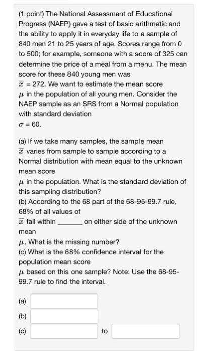 Solved (1 point) The National Assessment of Educational | Chegg.com