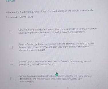 Solved What are the fundamental roles of AWS Service Catalog | Chegg.com