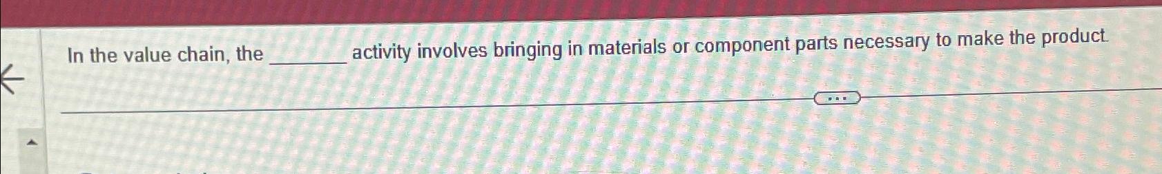 Solved In the value chain, the activity involves bringing in | Chegg.com