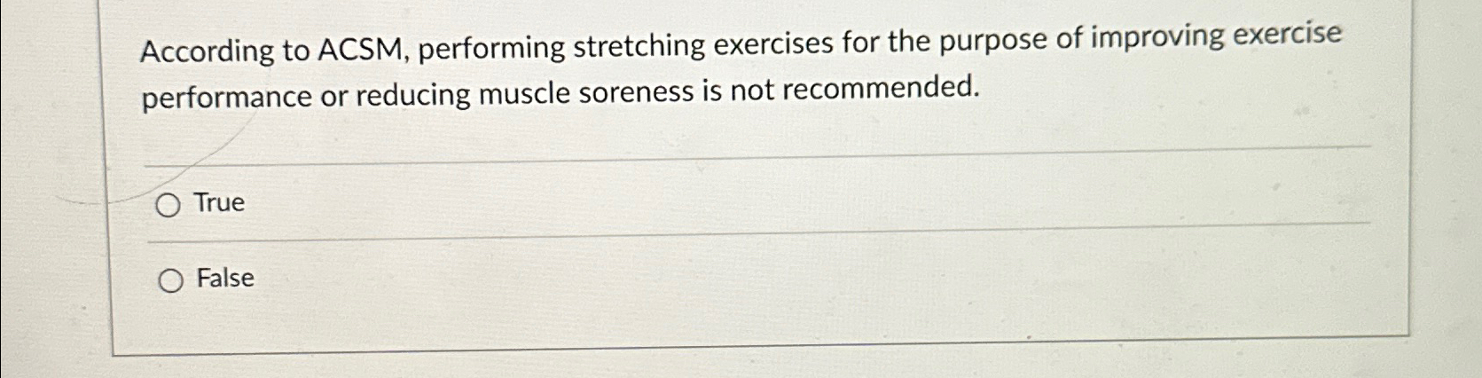 Solved According to ACSM, performing stretching exercises | Chegg.com