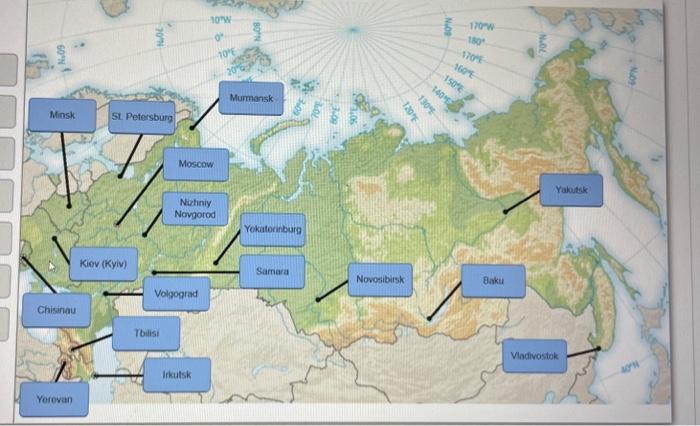 correctly label russia cities | Chegg.com