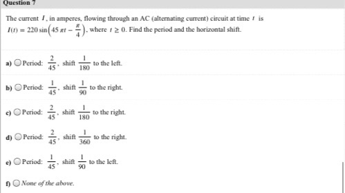 Solved Question The current in amperes, flowing through an | Chegg.com