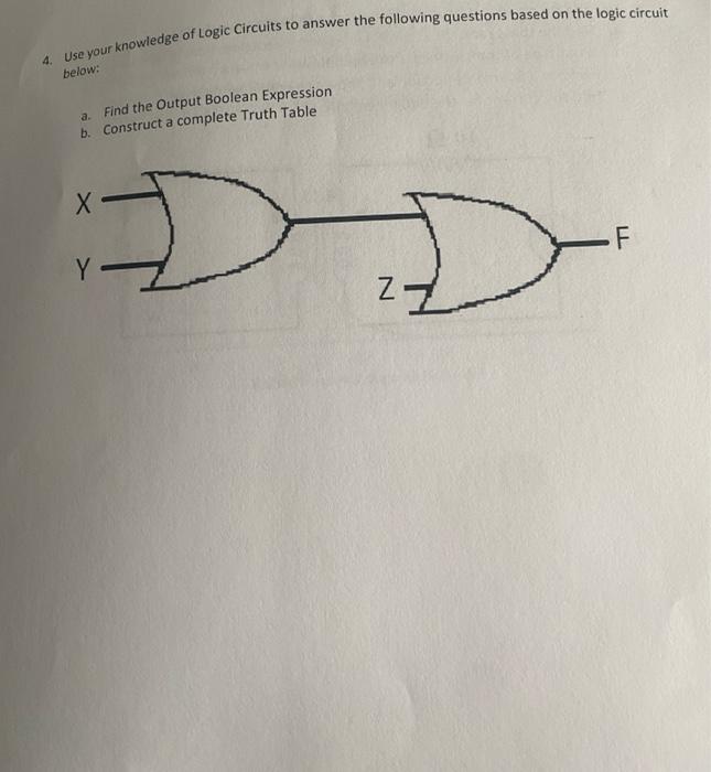 Solved 4. Use your knowledge of Logic Circuits to answer the | Chegg.com