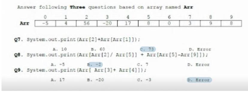 Solved Answer following Three questions based on array named | Chegg.com