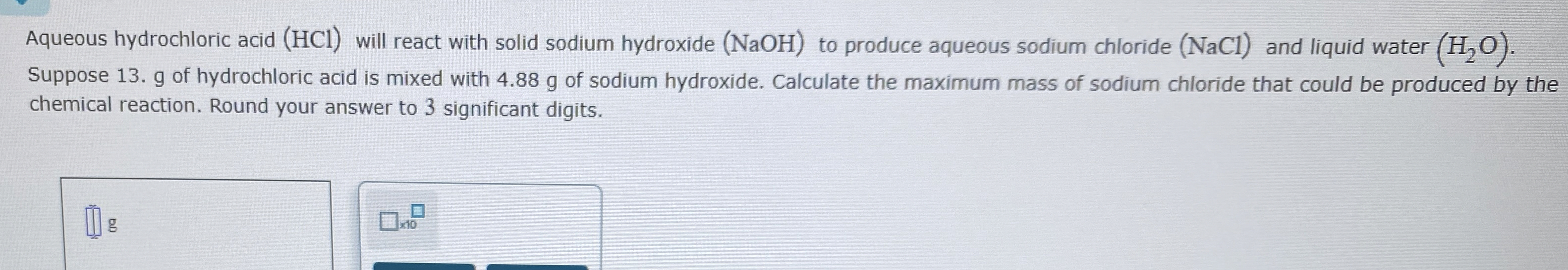 Solved Aqueous hydrochloric acid (HCl) ﻿will react with | Chegg.com