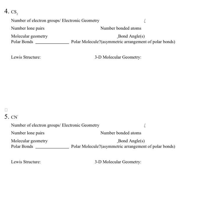 Solved Number of electron groups/ Electronic Geometry Number | Chegg.com