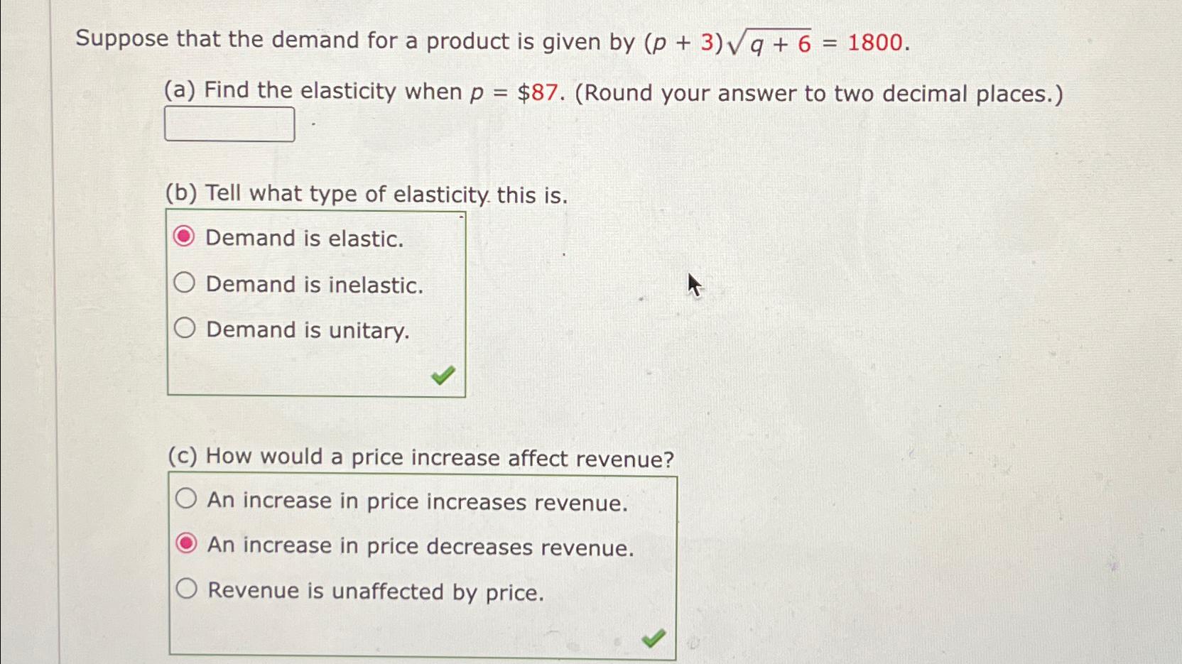 Solved Suppose that the demand for a product is given by | Chegg.com
