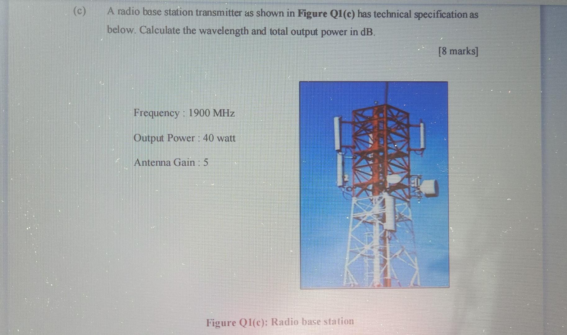Solved (c) A radio base station transmitter as shown in | Chegg.com