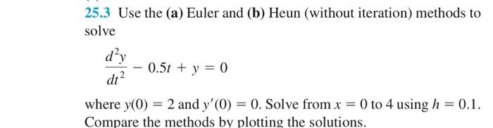 Solved 25.3 Use the (a) Euler and (b) Heun (without | Chegg.com
