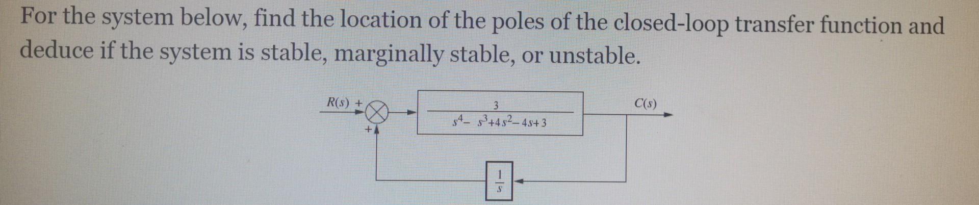 Solved For the system below, find the location of the poles | Chegg.com