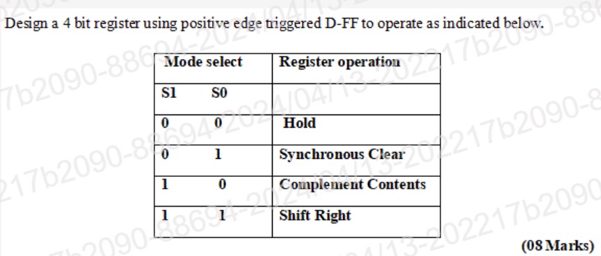 Design a 4 ﻿bit register using positive edge | Chegg.com
