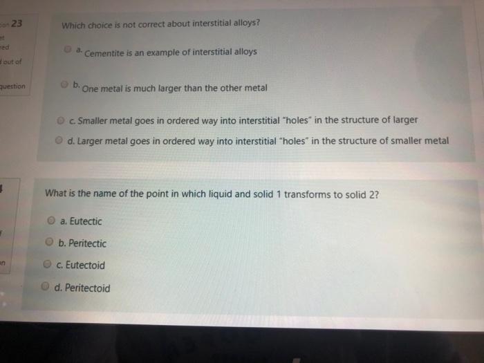 Solved 23 Which choice is not correct about interstitial | Chegg.com
