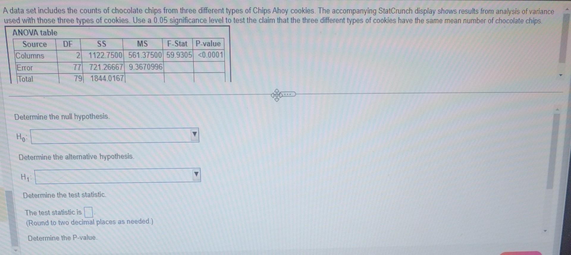 Solved A data set includes the counts of chocolate chips | Chegg.com