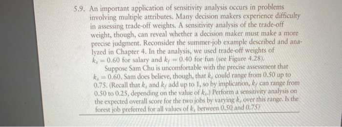 Solved 5.9. An important application of sensitivity analysis | Chegg.com