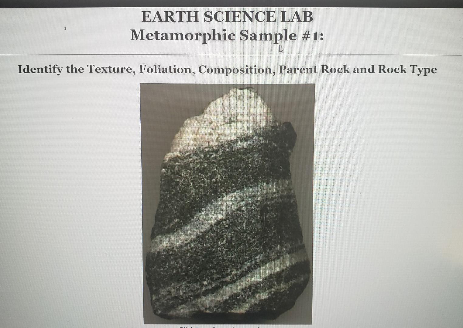 Solved EARTH SCIENCE LAB Metamorphic Sample #1: Identify the | Chegg.com