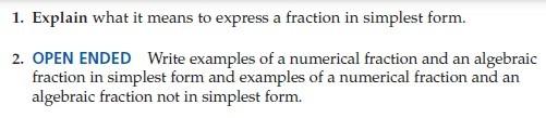 Solved 1. Explain what it means to express a fraction in | Chegg.com