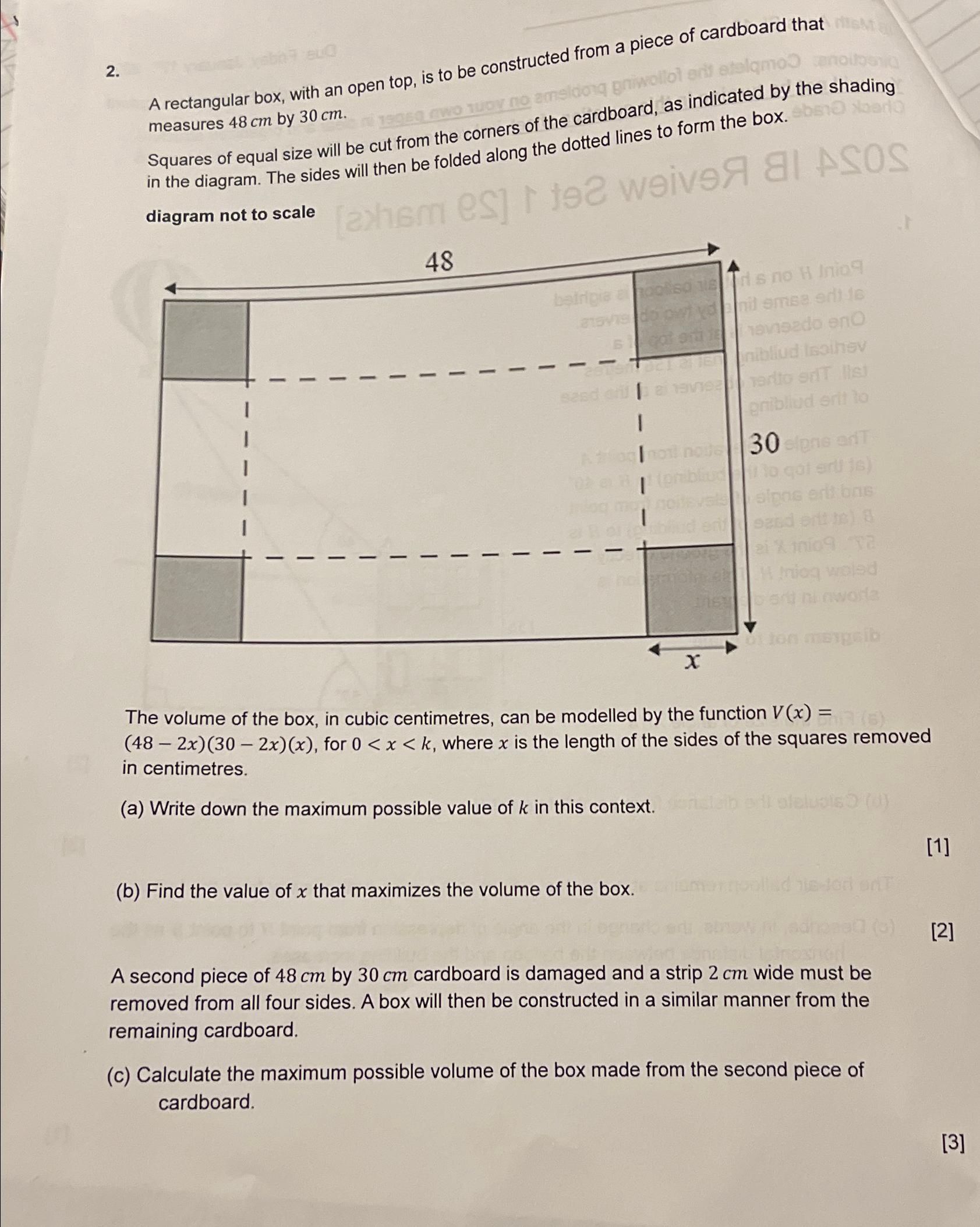 Solved A rectangular box, with an open top, is to be | Chegg.com
