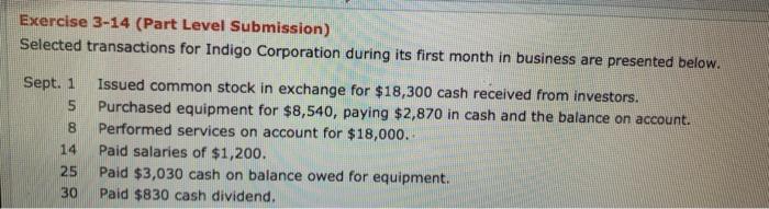 Solved Exercise 3-14 (Part Level Submission) Selected | Chegg.com