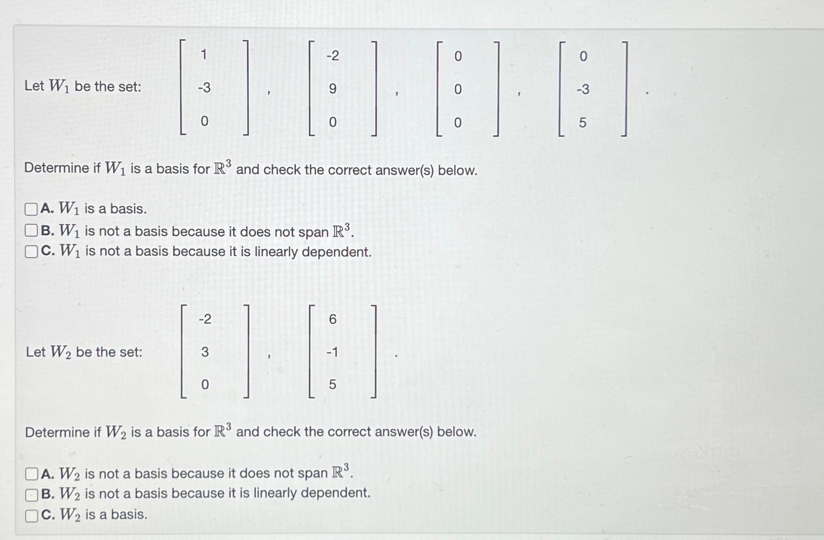 Solved Let W1 ﻿be the set: | Chegg.com