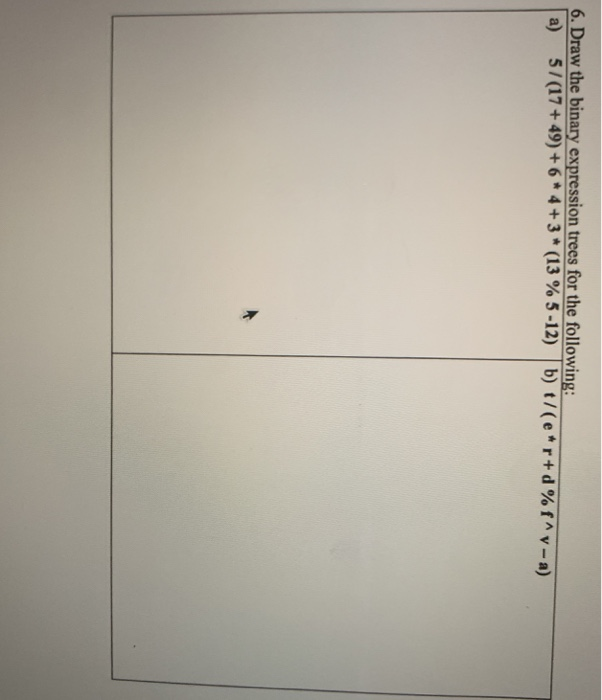 Solved 6. Draw the binary expression trees for the | Chegg.com