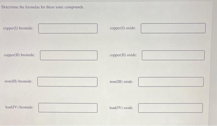 Solved Determine the formulas for these ionic compounds. | Chegg.com