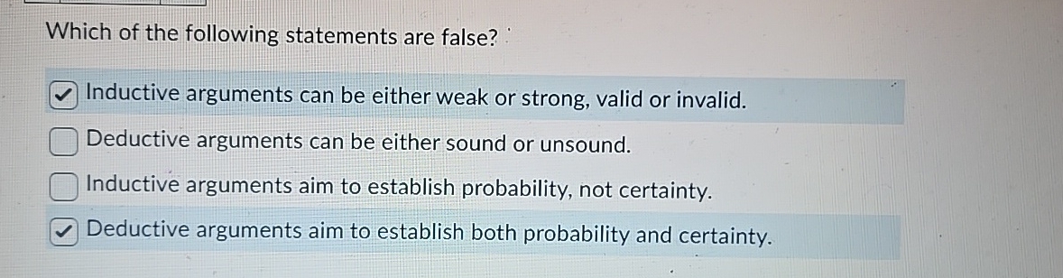 Solved Which of the following statements are false?Inductive | Chegg.com