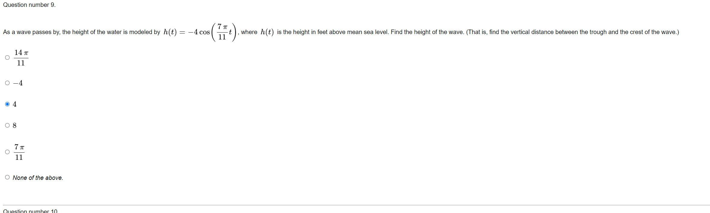 Solved Question number 9.14π11-4487π11None of the above. | Chegg.com