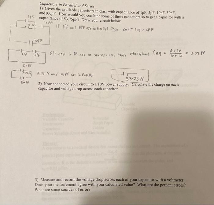 Solved Capacitors in Parallel and Series 1) Given the | Chegg.com