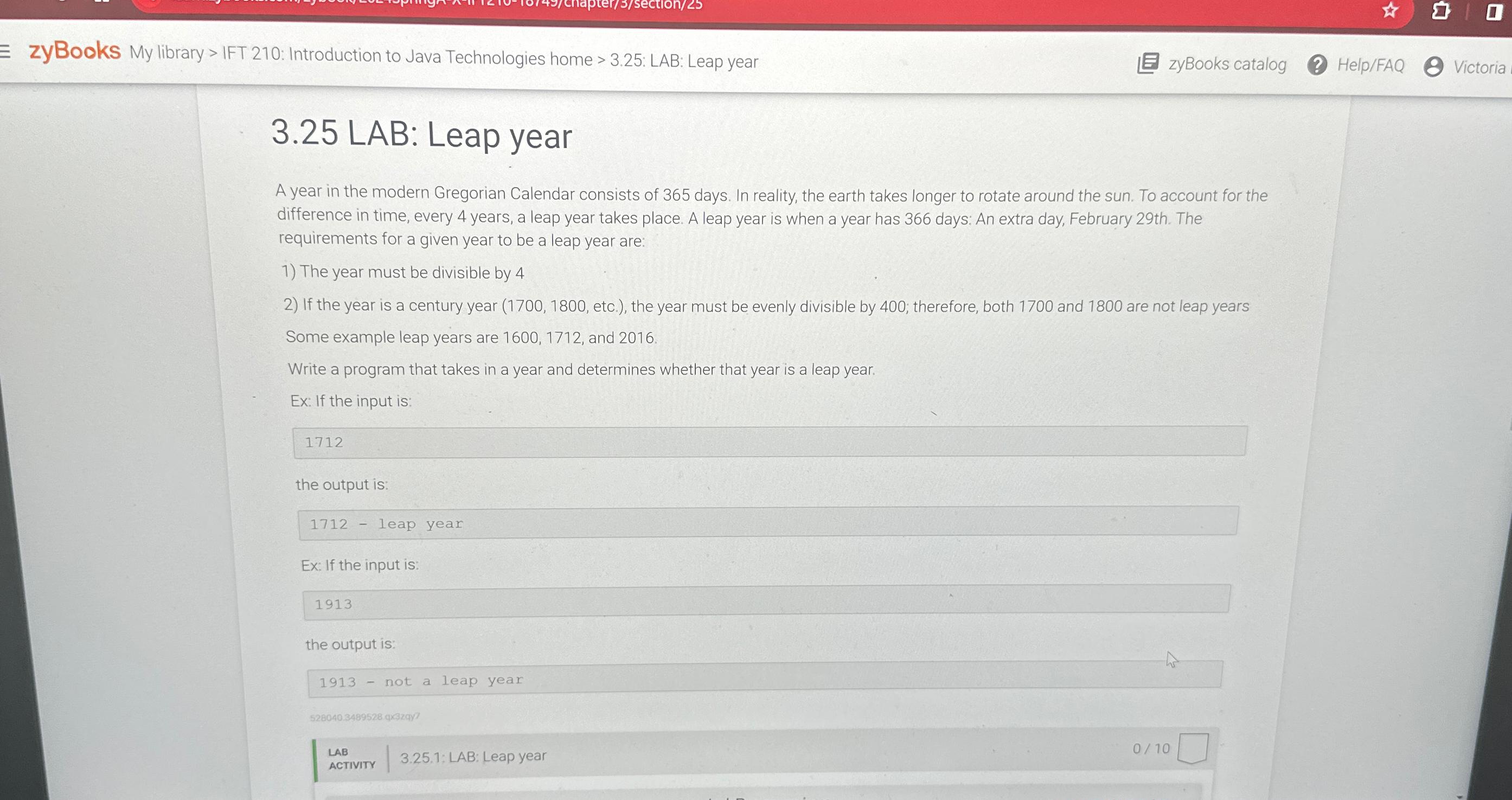 Solved zyBooks My library > ﻿IFT 210: Introduction to Java | Chegg.com