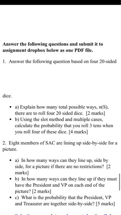 Solved dice. - a) Explain how many total possible ways, | Chegg.com