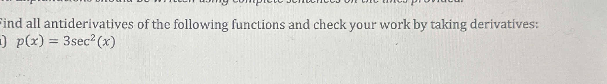 Solved ind all antiderivatives of the following functions | Chegg.com
