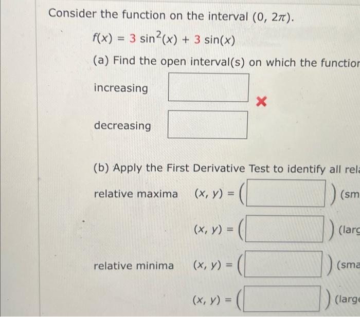 Solved Consider The Function On The Interval 0 2π Fx 7806