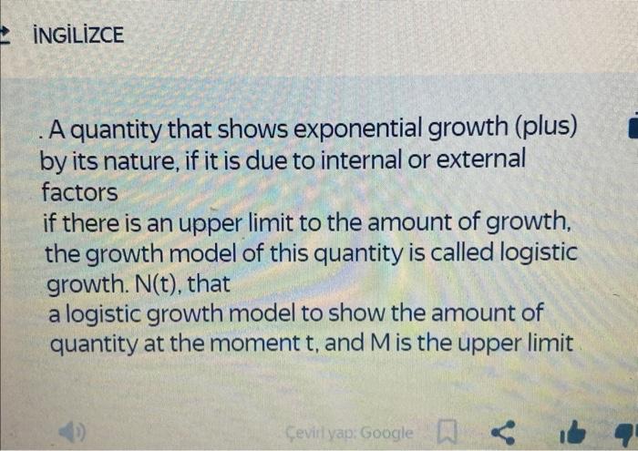 Solved İNGİLİZCE A quantity that shows exponential growth | Chegg.com