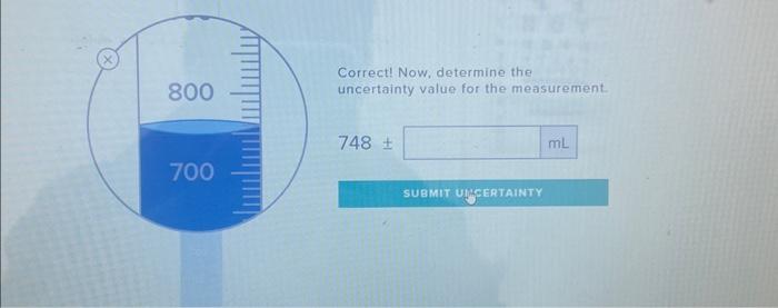 Solved Correct! Now, determine the uncertainty value for the | Chegg.com