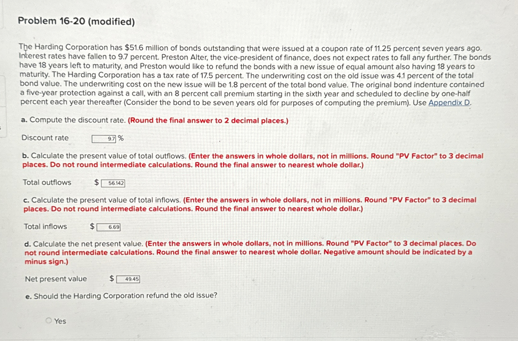 Solved Problem 16-20 (modified)The Harding Corporation has | Chegg.com